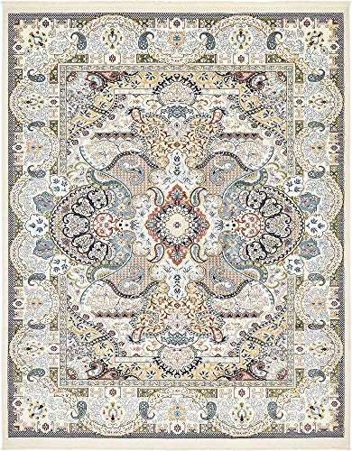 Unique Loom Narenj Collection Classic Traditional Medallion Textured Design Area Rug, 8 x 10 ft, Ivory/Tan