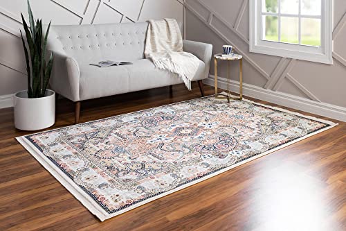 Unique Loom Narenj Collection Classic Traditional Medallion Textured Design Area Rug, 8 x 10 ft, Ivory/Tan