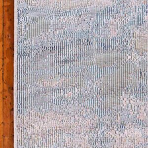 Unique Loom Chromatic Collection Modern & Vibrant Abstract Area Rug For Any Home Décor (8' 0 x 10' 0 Rectangular, Light Blue/ Beige)