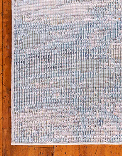 Unique Loom Chromatic Collection Modern & Vibrant Abstract Area Rug For Any Home Décor (8' 0 x 10' 0 Rectangular, Light Blue/ Beige)