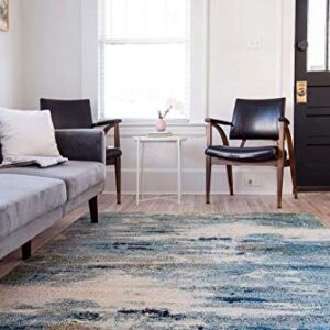 Unique Loom Chromatic Collection Modern & Vibrant Abstract Area Rug For Any Home Décor (8' 0 x 10' 0 Rectangular, Light Blue/ Beige)