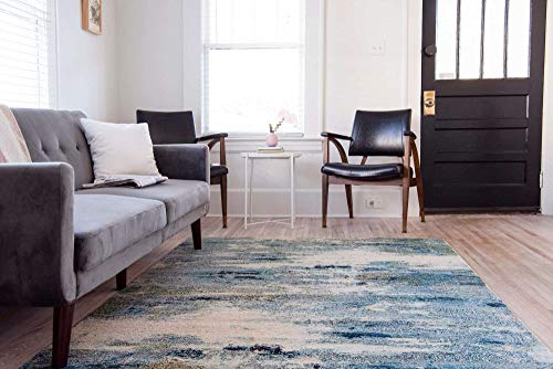 Unique Loom Chromatic Collection Modern & Vibrant Abstract Area Rug For Any Home Décor (8' 0 x 10' 0 Rectangular, Light Blue/ Beige)