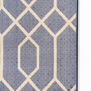 Unique Loom Glam Collection Geometric, Trellis, Metallics, Modern, Chic Area Rug, 9 ft 0 in x 12 ft 0 in, Navy Blue/Gold