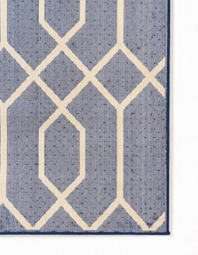 Unique Loom Glam Collection Geometric, Trellis, Metallics, Modern, Chic Area Rug, 9 ft 0 in x 12 ft 0 in, Navy Blue/Gold