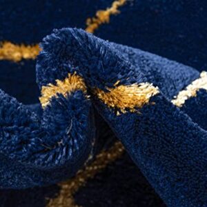 Unique Loom Glam Collection Geometric, Trellis, Metallics, Modern, Chic Area Rug, 9 ft 0 in x 12 ft 0 in, Navy Blue/Gold