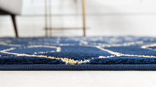 Unique Loom Glam Collection Geometric, Trellis, Metallics, Modern, Chic Area Rug, 9 ft 0 in x 12 ft 0 in, Navy Blue/Gold