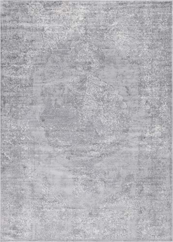 Unique Loom Portland Collection Bohemian Inspired Medallion Tone Design Area Rug, 10 ft x 14 ft, Light Gray/Gray