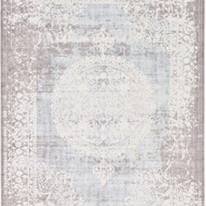 Unique Loom Traditional Classic Intricate Design with Distressed Vintage Detail, Area Rug, 10 ft x 13 ft, Light Blue/Ivory