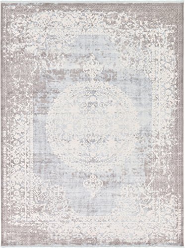 Unique Loom Traditional Classic Intricate Design with Distressed Vintage Detail, Area Rug, 10 ft x 13 ft, Light Blue/Ivory