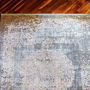 Unique Loom Traditional Classic Intricate Design with Distressed Vintage Detail, Area Rug, 10 ft x 13 ft, Light Blue/Ivory