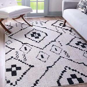 Unique Loom Morocco Collection Tribal, Southwestern, Bohemian Area Rug, 9' 0" x 12' 0", Ivory/Black