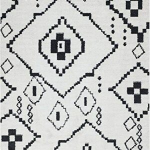 Unique Loom Morocco Collection Tribal, Southwestern, Bohemian Area Rug, 9' 0" x 12' 0", Ivory/Black