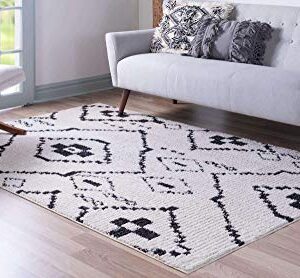 Unique Loom Morocco Collection Tribal, Southwestern, Bohemian Area Rug, 9' 0" x 12' 0", Ivory/Black