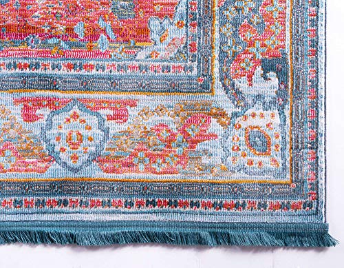 Unique Loom Baracoa Collection Area Rug - Malecon (8' 4" x 10', Light Blue/ Orange)