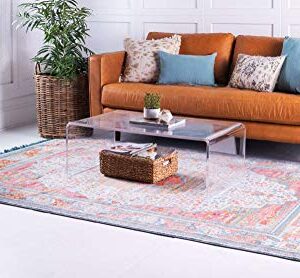 Unique Loom Baracoa Collection Area Rug - Malecon (8' 4" x 10', Light Blue/ Orange)