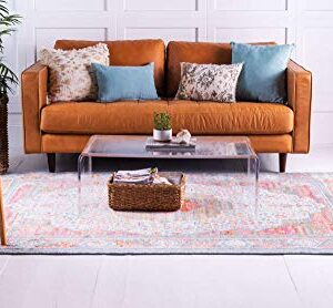 Unique Loom Baracoa Collection Area Rug - Malecon (8' 4" x 10', Light Blue/ Orange)