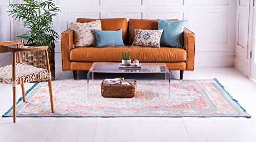 Unique Loom Baracoa Collection Area Rug - Malecon (8' 4" x 10', Light Blue/ Orange)