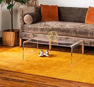 Unique Loom Solid Gava Collection 100% Natural Twisted Wool Modern Terracotta Area Rug (8' x 12')