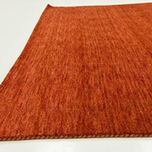 Unique Loom Solid Gava Collection 100% Natural Twisted Wool Modern Terracotta Area Rug (8' x 12')