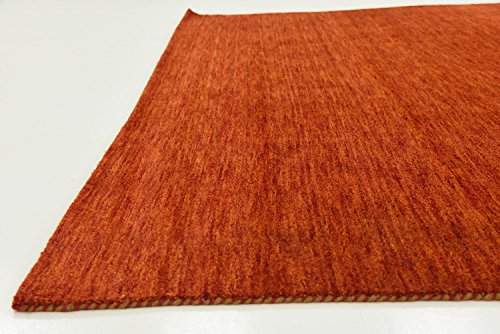 Unique Loom Solid Gava Collection 100% Natural Twisted Wool Modern Terracotta Area Rug (8' x 12')