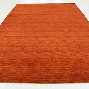 Unique Loom Solid Gava Collection 100% Natural Twisted Wool Modern Terracotta Area Rug (8' x 12')