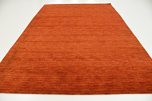 Unique Loom Solid Gava Collection 100% Natural Twisted Wool Modern Terracotta Area Rug (8' x 12')