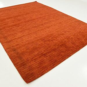 Unique Loom Solid Gava Collection 100% Natural Twisted Wool Modern Terracotta Area Rug (8' x 12')