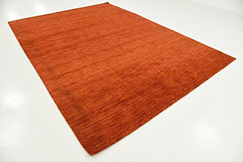 Unique Loom Solid Gava Collection 100% Natural Twisted Wool Modern Terracotta Area Rug (8' x 12')