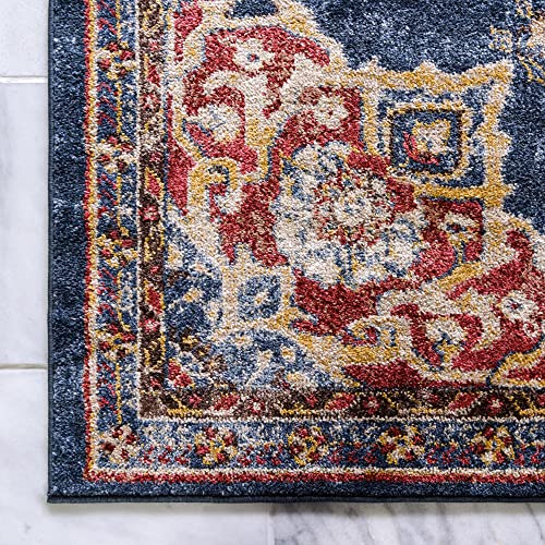 Unique Loom Utopia Collection Traditional Classic Vintage Inspired Area Rug with Warm Hues, 8 ft x 10 ft, Navy Blue/Burgundy