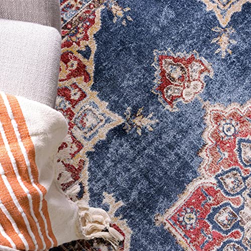 Unique Loom Utopia Collection Traditional Classic Vintage Inspired Area Rug with Warm Hues, 8 ft x 10 ft, Navy Blue/Burgundy