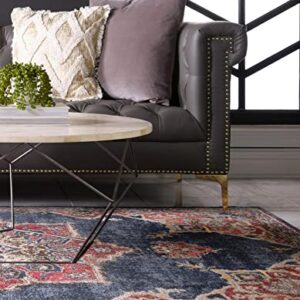 Unique Loom Utopia Collection Traditional Classic Vintage Inspired Area Rug with Warm Hues, 8 ft x 10 ft, Navy Blue/Burgundy