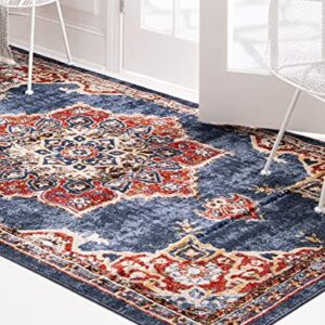 Unique Loom Utopia Collection Traditional Classic Vintage Inspired Area Rug with Warm Hues, 8 ft x 10 ft, Navy Blue/Burgundy