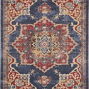 Unique Loom Utopia Collection Traditional Classic Vintage Inspired Area Rug with Warm Hues, 8 ft x 10 ft, Navy Blue/Burgundy