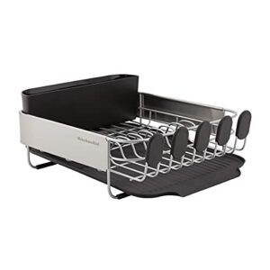 kitchenaid compact stainless steel dish rack, 16.06-inch, black