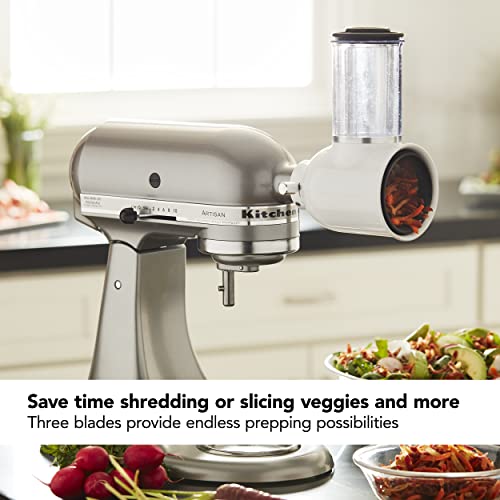 KitchenAid KGM All Metal Grain Mill Attachment & Fresh Prep Slicer/Shredder Attachment, White