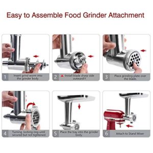 GVODE Meat Grinder Attachment for Kitchenaid Stand Mixer, Including 3 Sausage Stuffer Accessory, Metal Food Grinder, gvode meat grinder kitchenaid