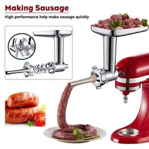 GVODE Meat Grinder Attachment for Kitchenaid Stand Mixer, Including 3 Sausage Stuffer Accessory, Metal Food Grinder, gvode meat grinder kitchenaid