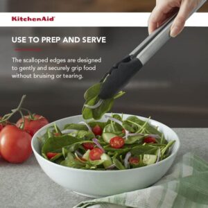 KitchenAid Silicone Tipped Stainless Steel Tongs, 10.26 Inch, Black