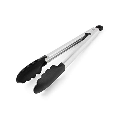 KitchenAid Silicone Tipped Stainless Steel Tongs, 10.26 Inch, Black