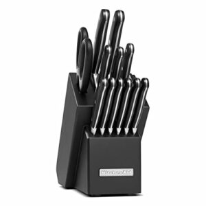 kitchenaid kkftrf14ob classic forged 14 piece triple rivet cutlery set, onyx black