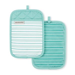 kitchenaid albany pot holder 2-pack set, aqua sky, 7″x10″