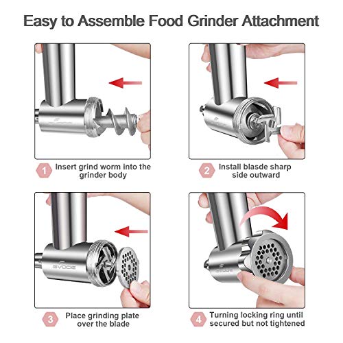 Stainless Steel Food Grinder Attachment fit KitchenAid Stand Mixers Including Sausage Stuffer, Perfect Attachment for KitchenAid Mixers