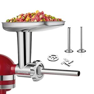 Stainless Steel Food Grinder Attachment fit KitchenAid Stand Mixers Including Sausage Stuffer, Perfect Attachment for KitchenAid Mixers