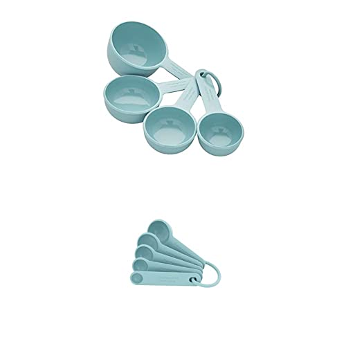 KitchenAid Measuring Cups, Set Of 4, Aqua Sky & Measuring Spoons, Set Of 5, Aqua Sky