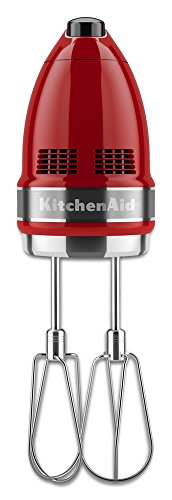 KitchenAid KHM7210ER 7-Speed Digital Hand Mixer with Turbo Beater II Accessories and Pro Whisk - Empire Red & Variable Speed Corded Hand Blender - KHBV53