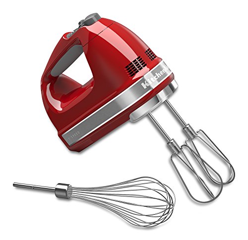 KitchenAid KHM7210ER 7-Speed Digital Hand Mixer with Turbo Beater II Accessories and Pro Whisk - Empire Red & Variable Speed Corded Hand Blender - KHBV53