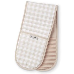 kitchenaid gingham casserole mitt single pack, milkshake tan, 35″x7.5″