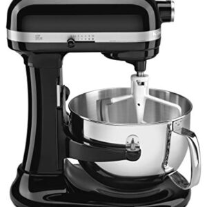 KitchenAid KP26M1XOB 6 Qt. Professional 600 Series Bowl-Lift Stand Mixer - Onyx Black & Fresh Prep Slicer/Shredder Attachment, White