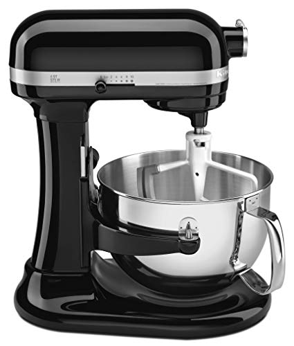 KitchenAid KP26M1XOB 6 Qt. Professional 600 Series Bowl-Lift Stand Mixer - Onyx Black & Fresh Prep Slicer/Shredder Attachment, White