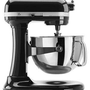 KitchenAid KP26M1XOB 6 Qt. Professional 600 Series Bowl-Lift Stand Mixer - Onyx Black & Fresh Prep Slicer/Shredder Attachment, White